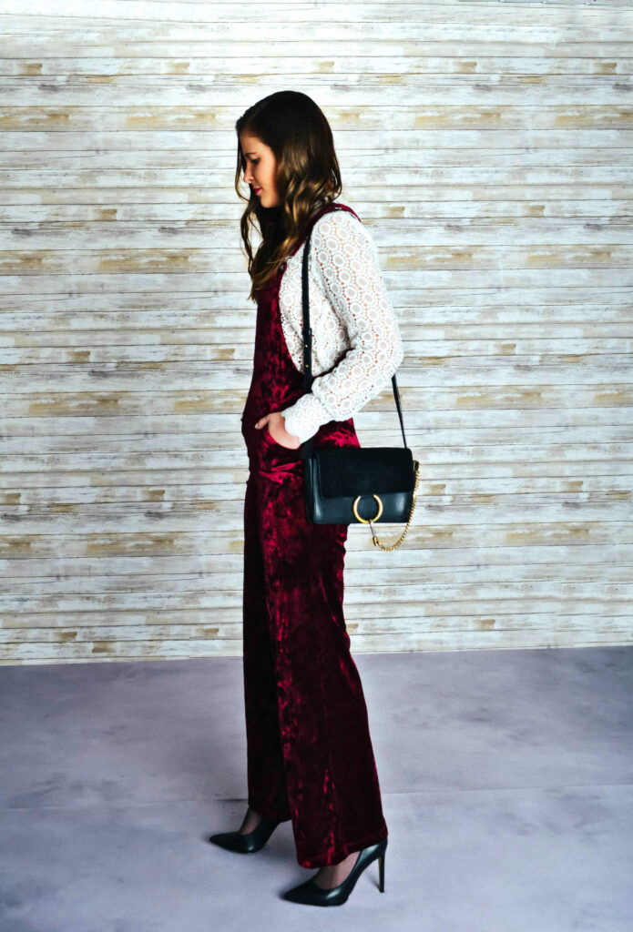 What To Wear To A Holiday Party - Velvet Overalls - To Be Bright
